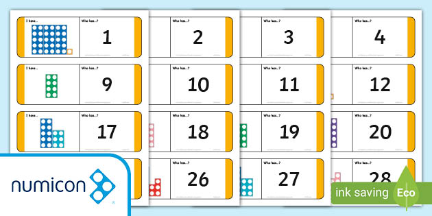 Counting Numicon Shapes: 1-31 Loop Cards